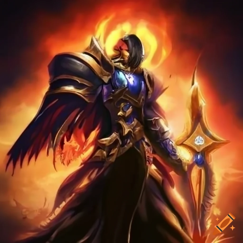 Anime archangel paladin commander with elven jewels, symbolizing divine ...