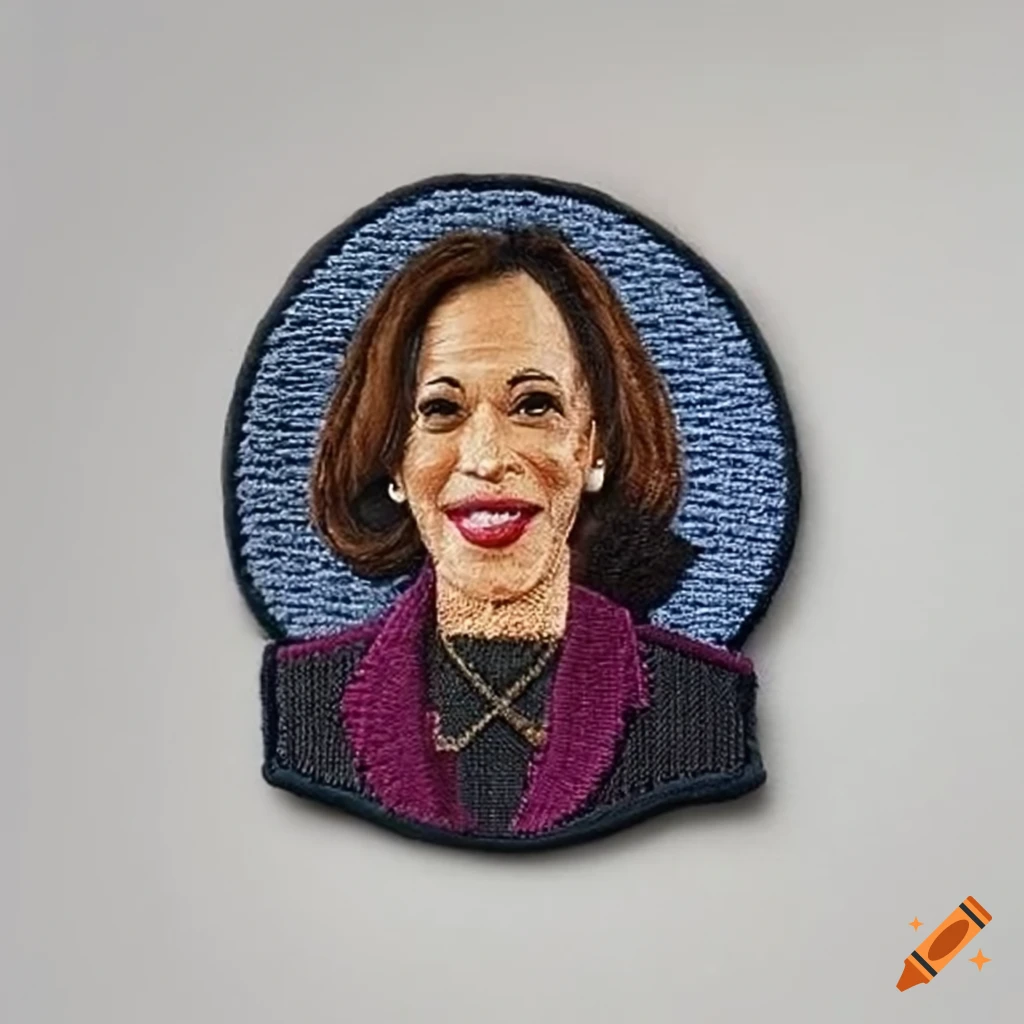Embroidered patch of Kamala Harris in high definition on Craiyon