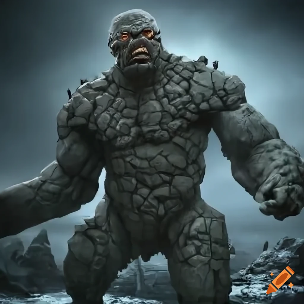 Stone golem walking in hyperrealistic detail on Craiyon