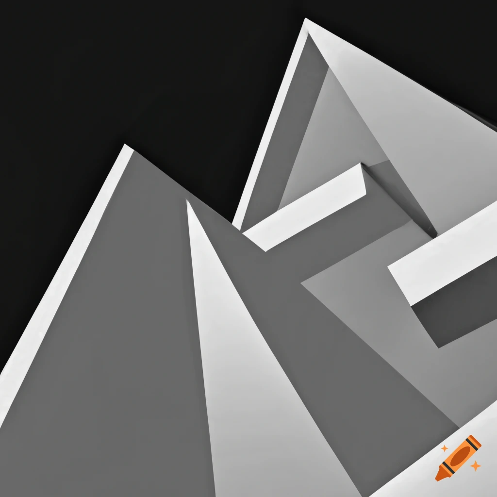 Penrose triangles optical illusion in surreal white, black and white ...