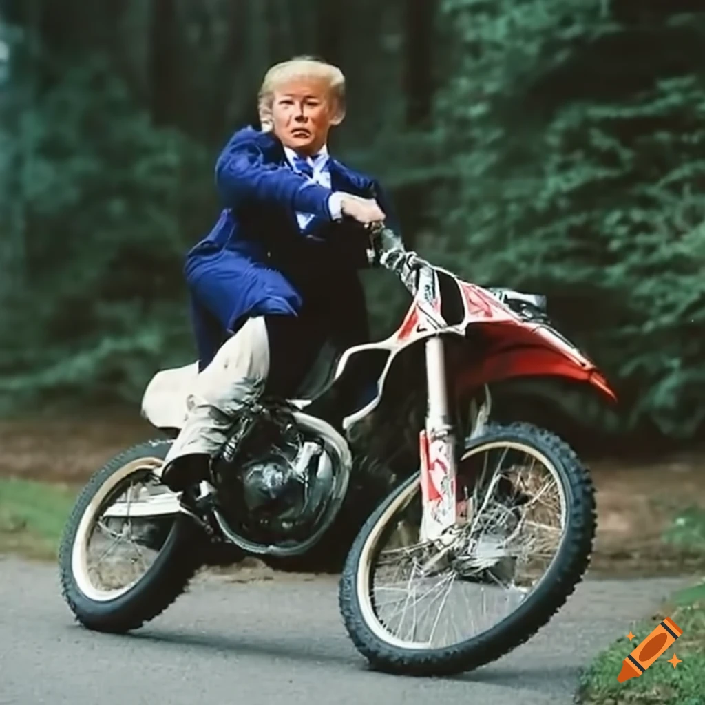 Donald Trump riding a dirt bike on Craiyon
