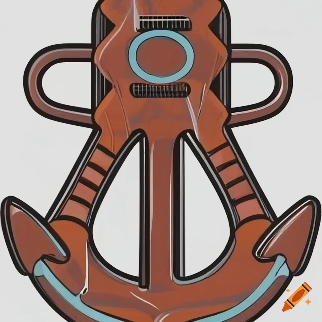Geometric anchor guitar design in 2D on Craiyon