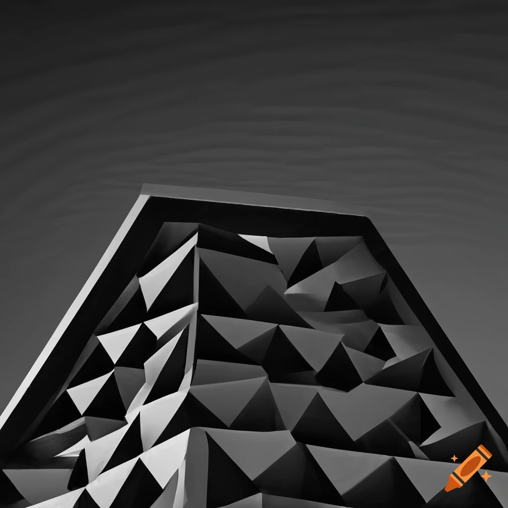 Penrose triangles optical illusion in surreal white architecture with ...