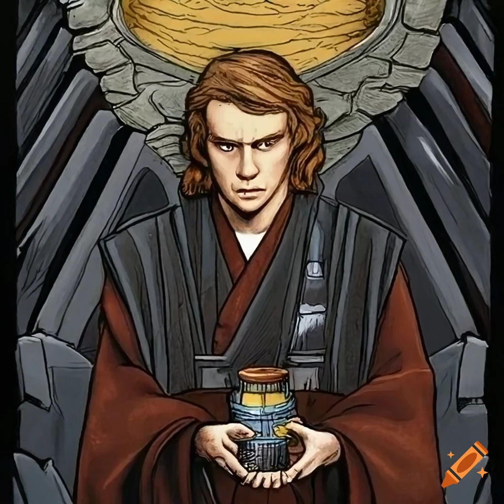 Anakin skywalker as the king of cups on a jedi throne with a chalice in ...