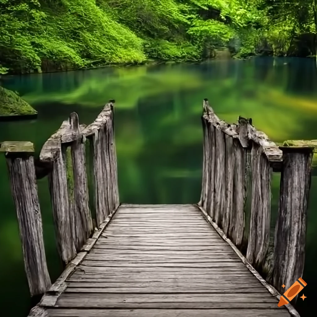 Wooden bridge on Craiyon