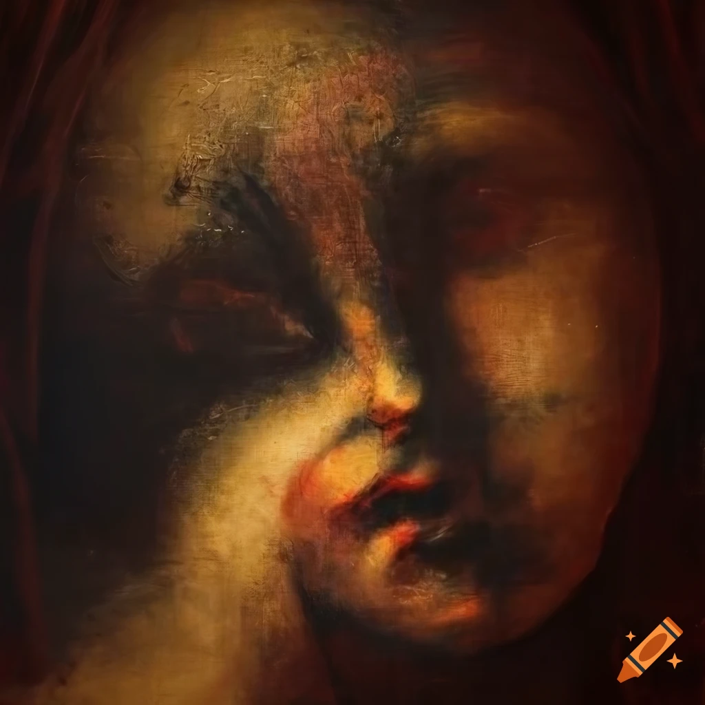 Authentic abstract expressionistic oil painting of loss and sorrow on a ...