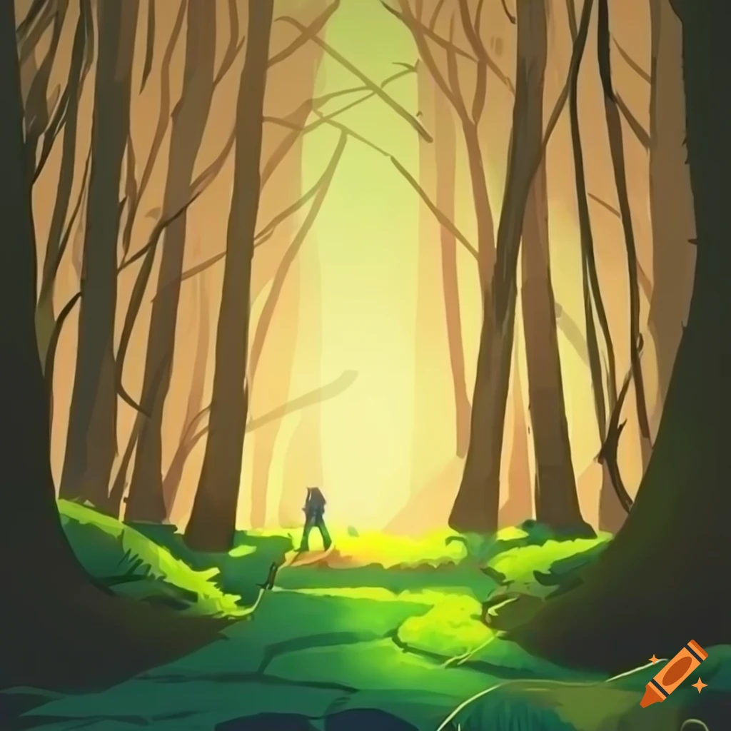 Boy standing alone in a forest with unseen paths on Craiyon