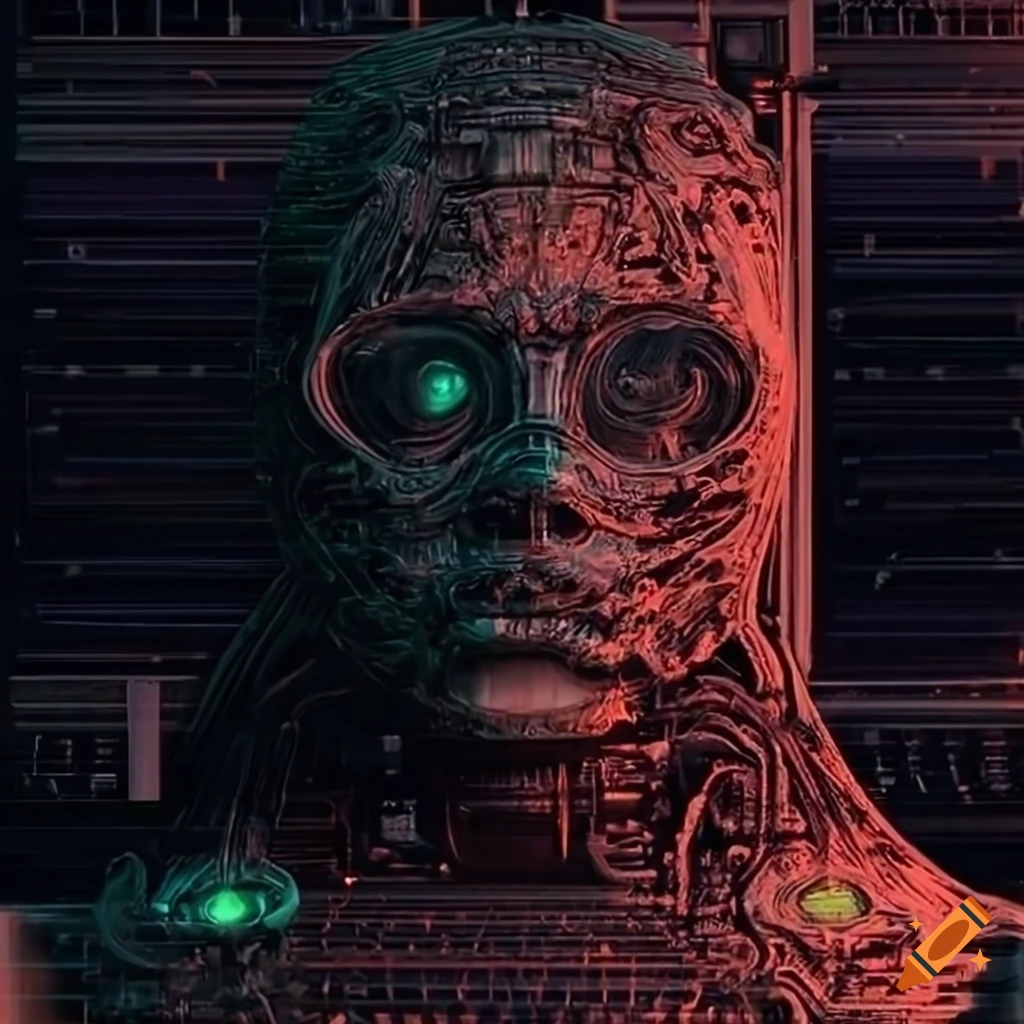 Surrealist aliens inside giger spaceship with futuristic technology on ...