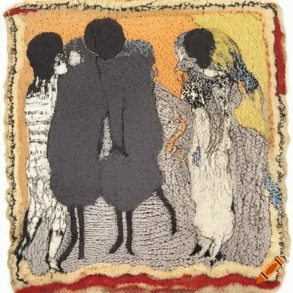 Popolocrois Huichol Yarn silhouette abstract inspired by Pierre Bonnard ...