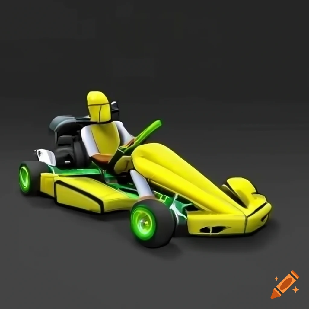 High-tech futuristic kart with vibrant yellow and green colors and ...