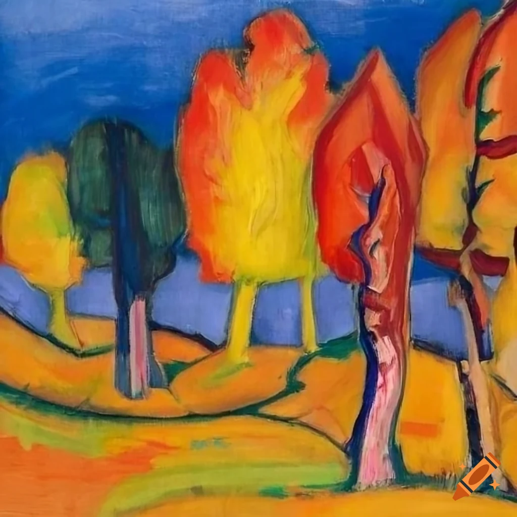 Proud trees in a wisconsin fall landscape with expressive art styles on ...