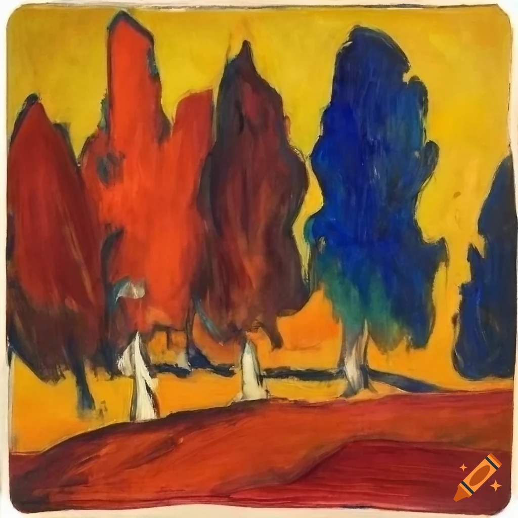 Proud trees in a wisconsin fall landscape with expressive artistic ...