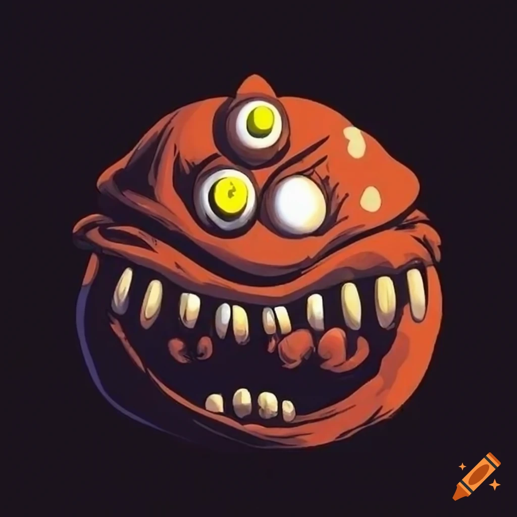 80s cartoon artwork of a uni-colored monster in Nintendo Mario style on ...