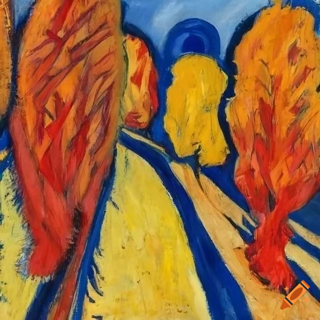 Proud trees in a Wisconsin fall landscape with expressive artistic ...