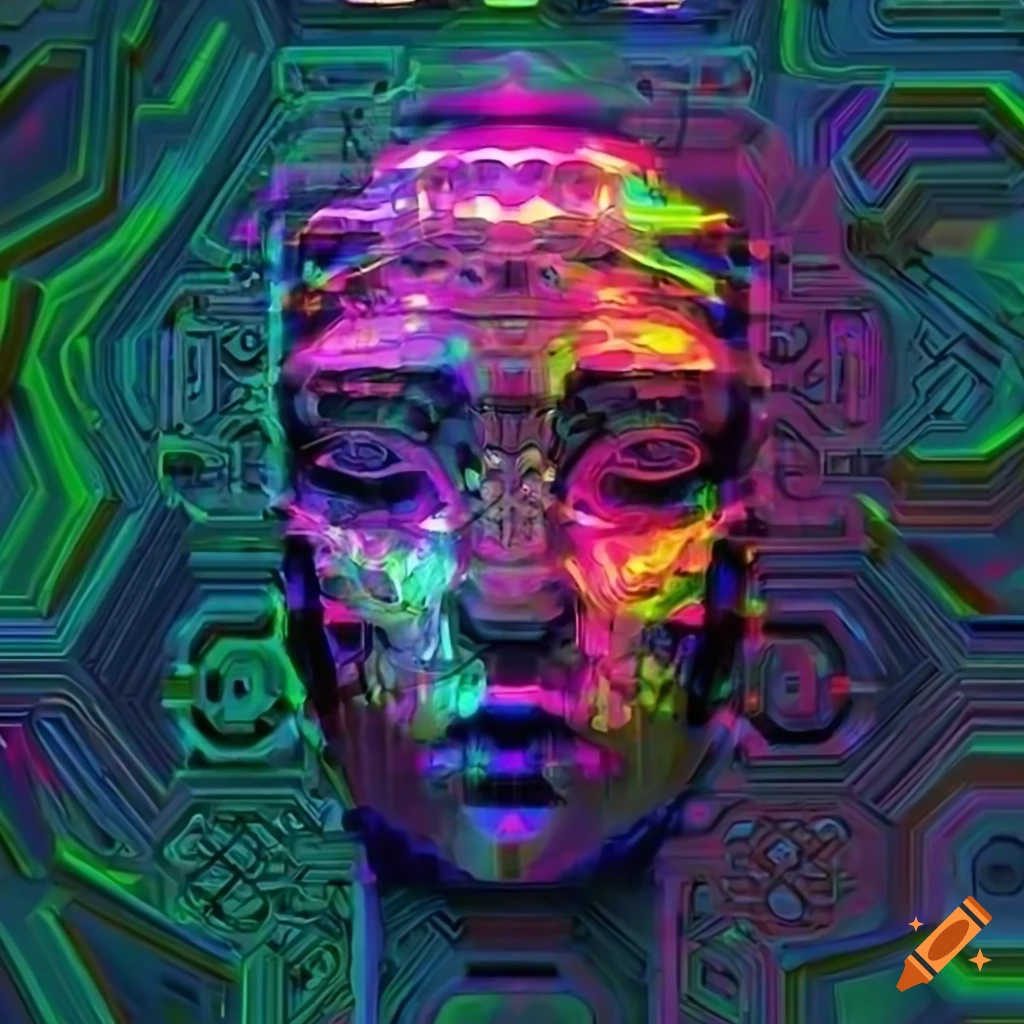 Transparent futuristic face with solid spirit inside, abstract ...