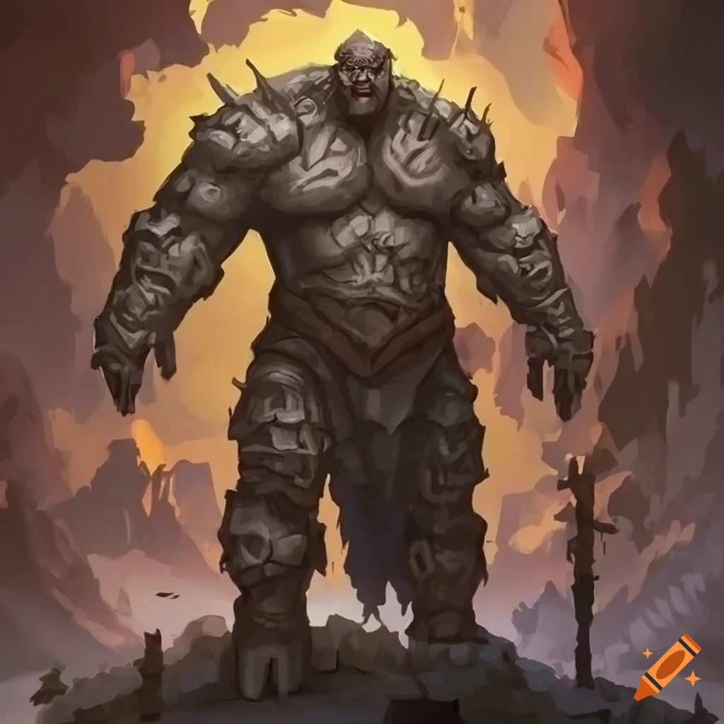 Massive iron golem in a dungeons and dragons hand-painted style on Craiyon
