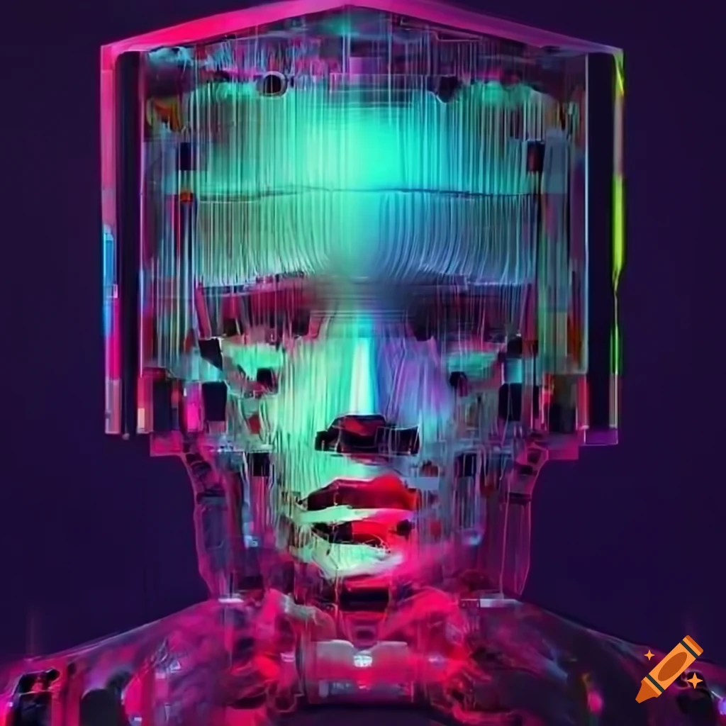 Futuristic transparent face with solid spirit inside, abstract ...