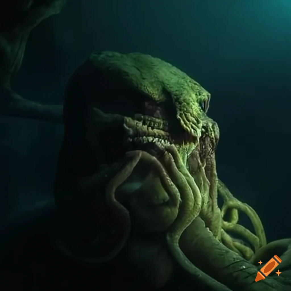 Colossal Cthulhu emerging from a rift on Craiyon