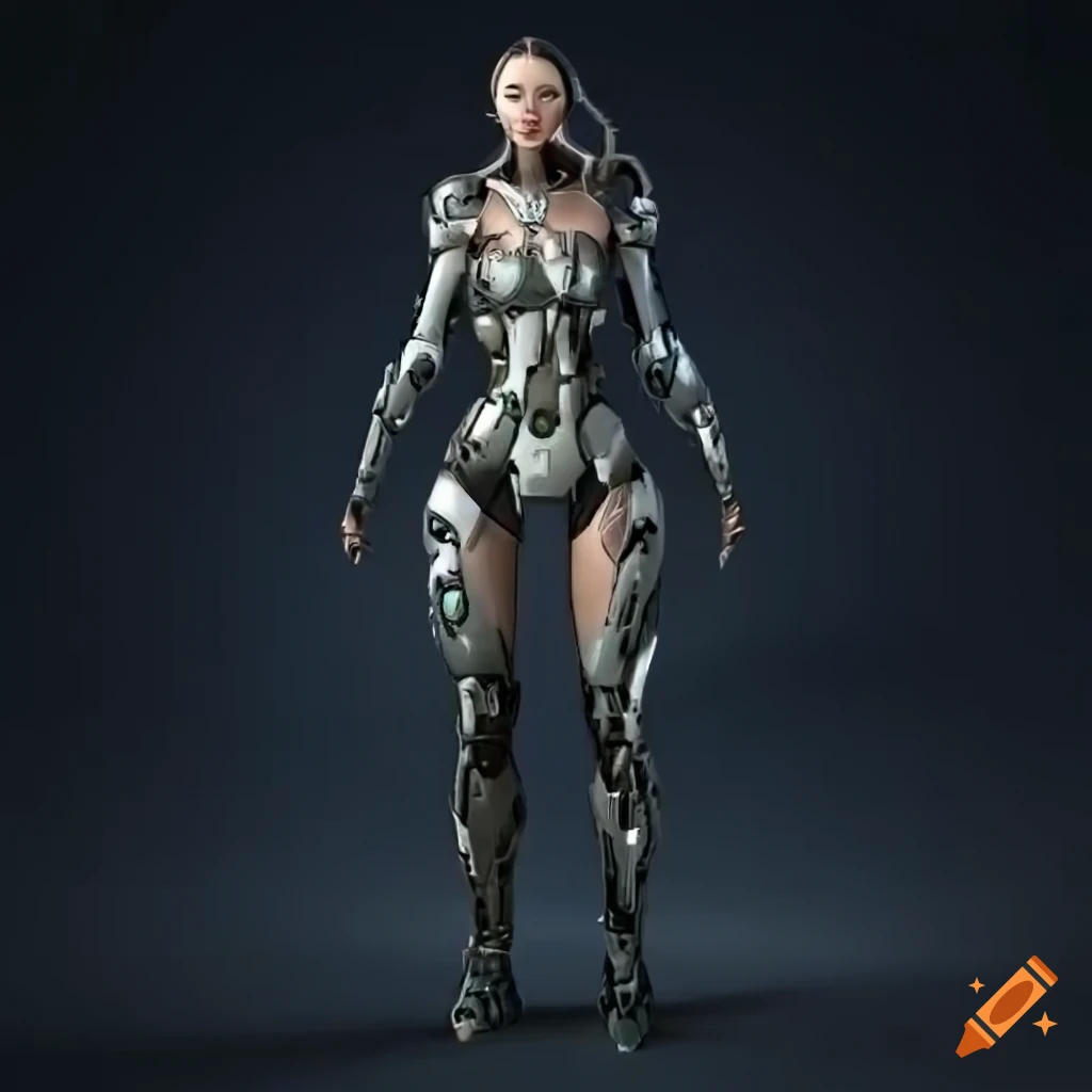 Female cyborg character on Craiyon
