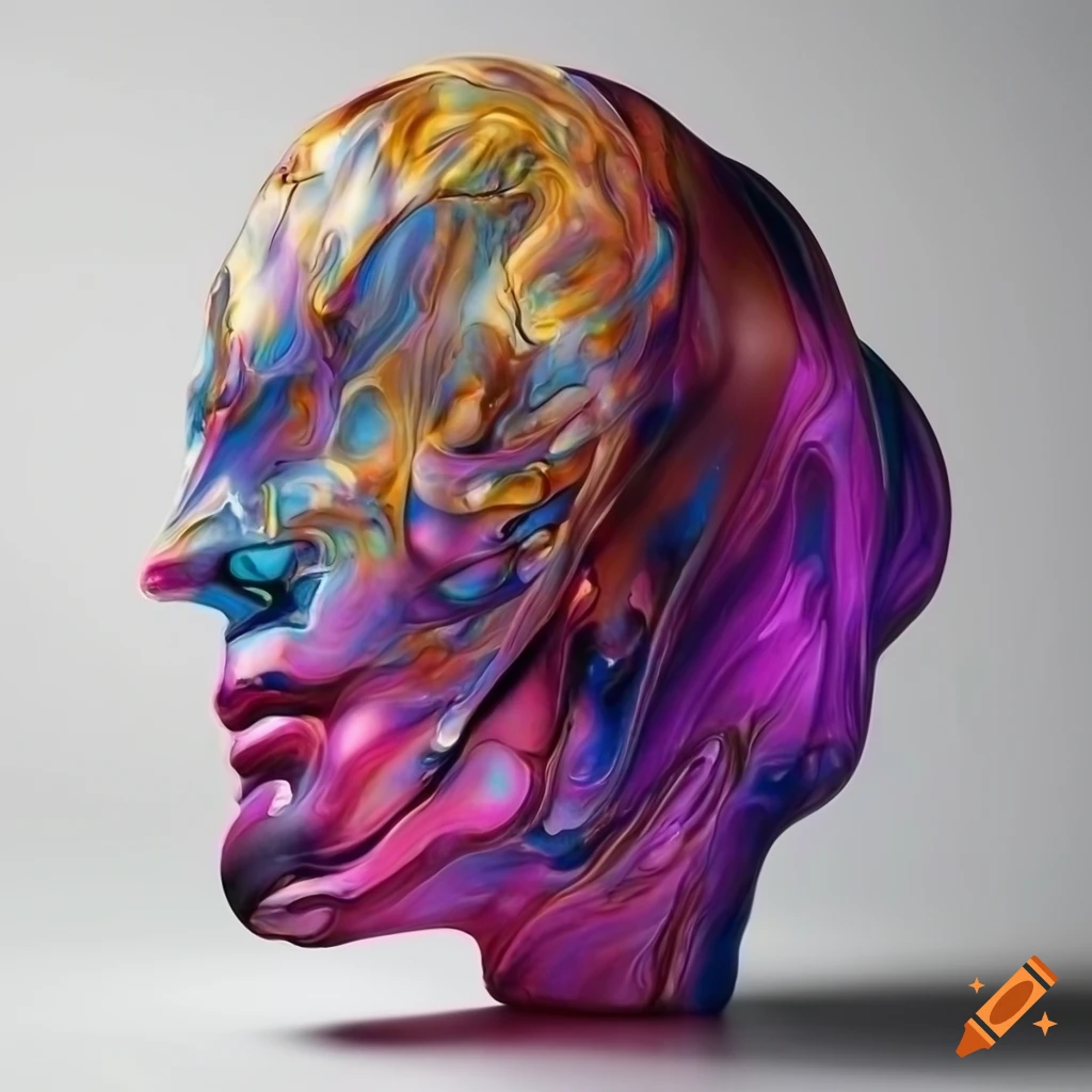 Marbled glass sculptures of women with metallic ink highlights on Craiyon