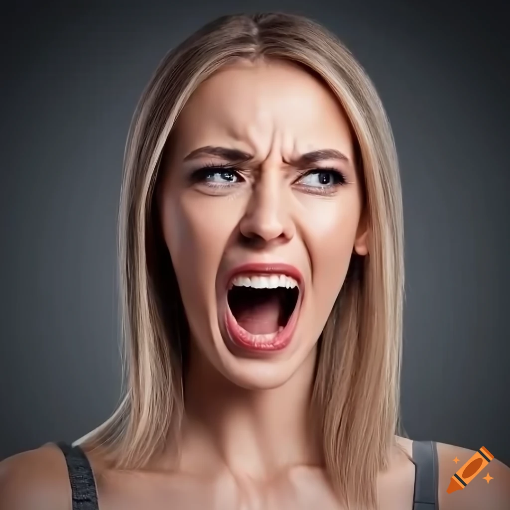 Woman screaming in pain with a scary mood on Craiyon