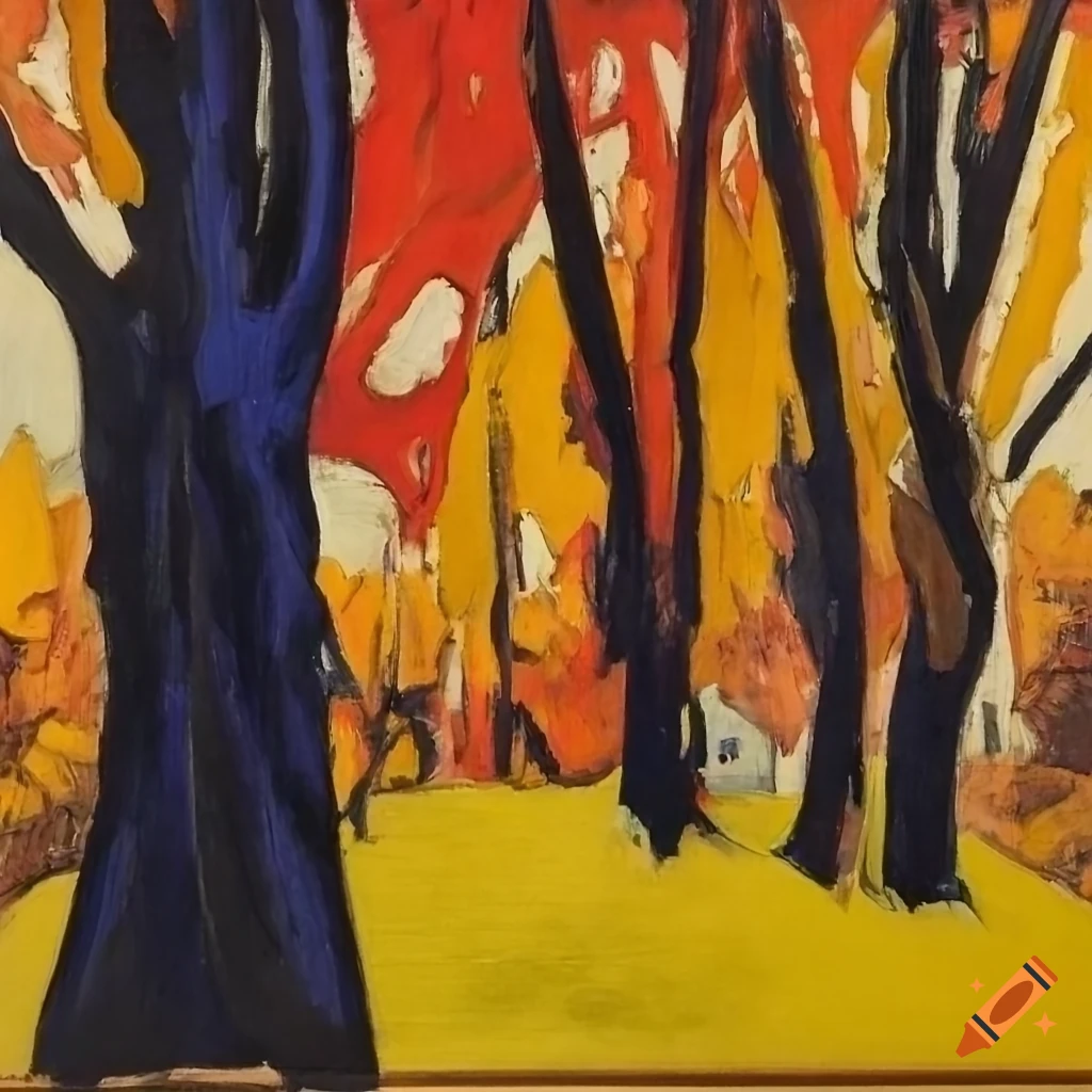 Proud trees in a wisconsin fall landscape with expressive art styles on ...