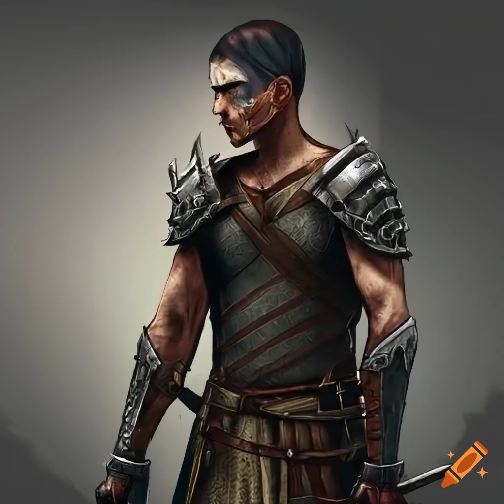Alrich, the nightblade in a dark medieval setting, a human swordmaster ...