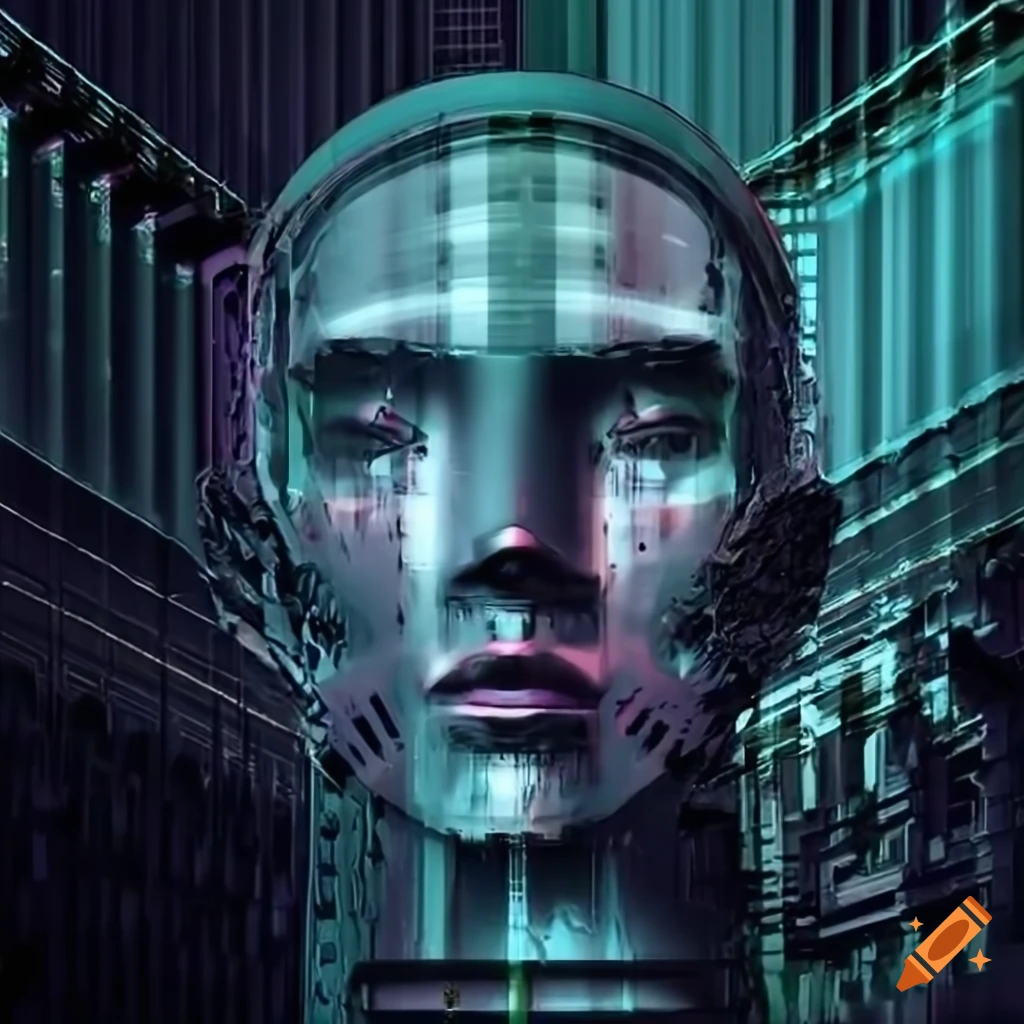 Futuristic transparent face with a solid spirit inside, abstract ...