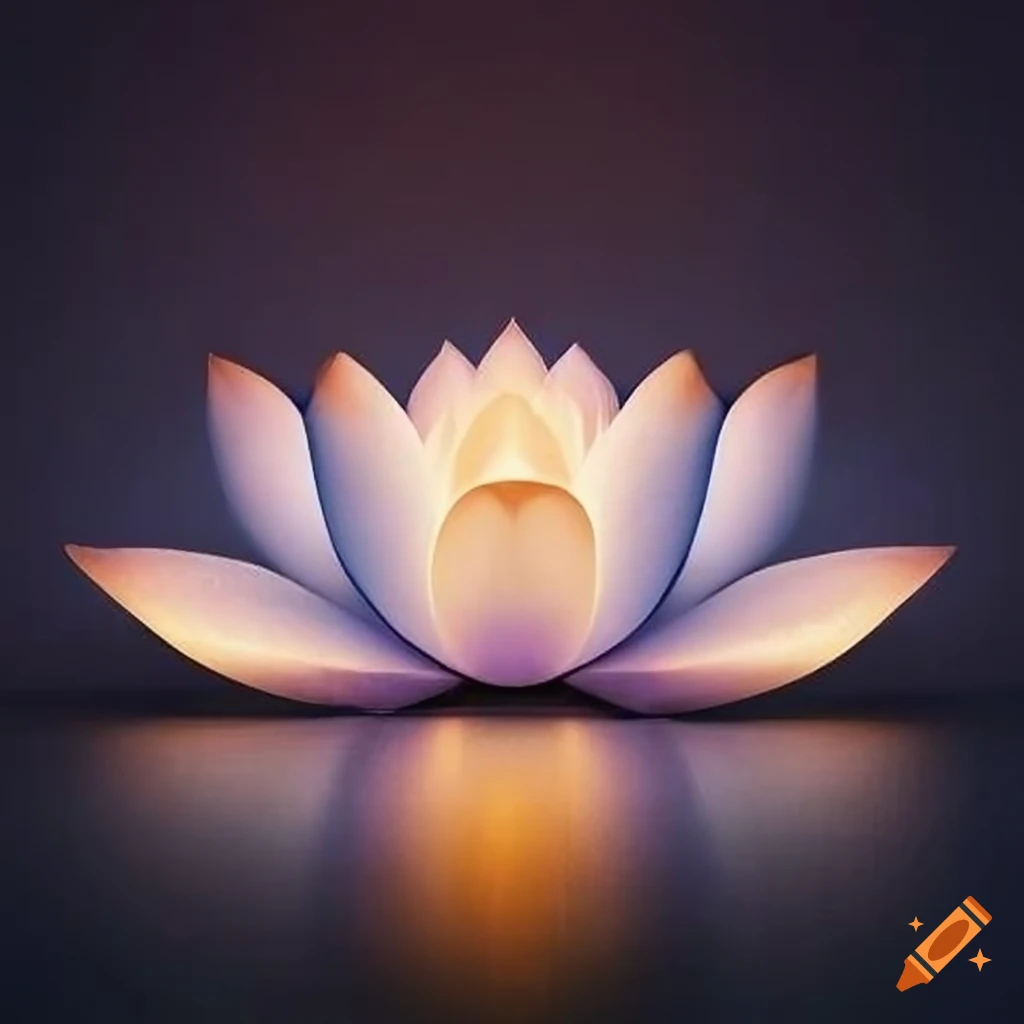 Geometric lotus flower design in deep blue with gold accents on Craiyon