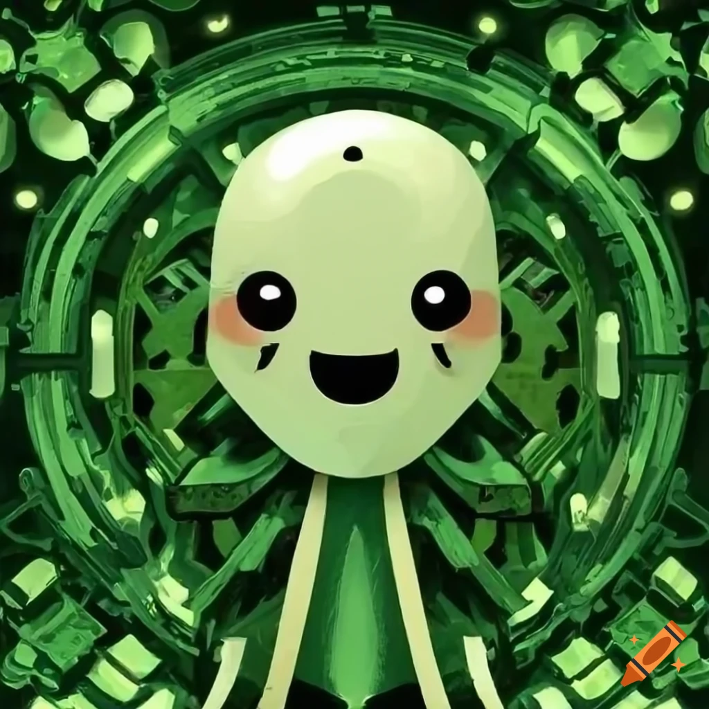 Happy Kawaii abstract entity trapped in the matrix on Craiyon