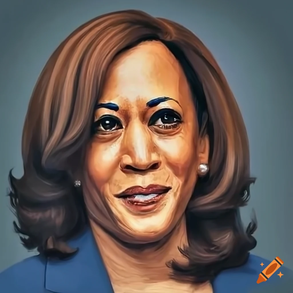Portrait of politician kamala harris giving a thumbs up with pearls ...