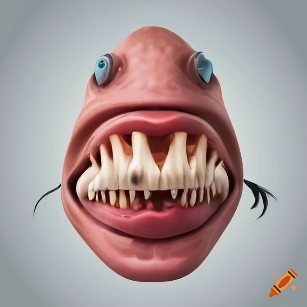 Fish with human-like teeth on Craiyon