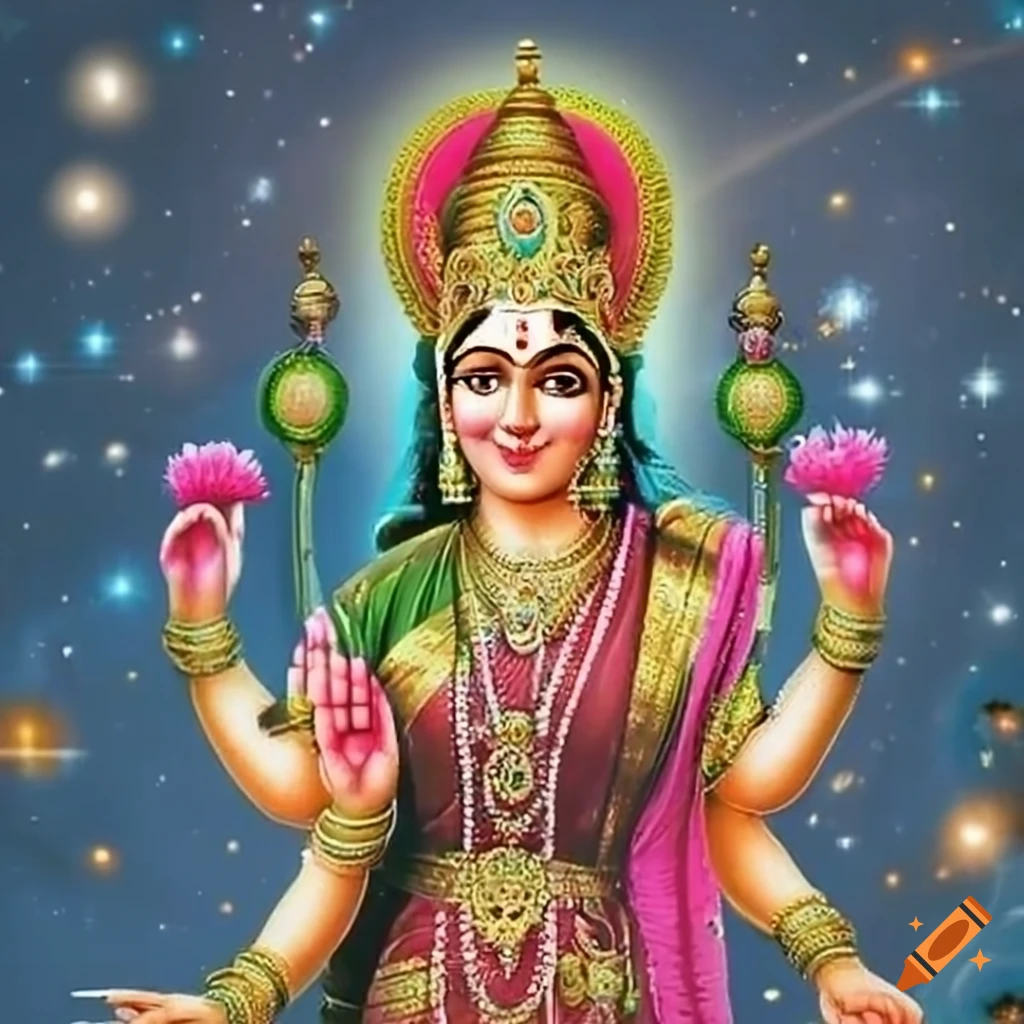Mata lakshmi depicted in space on Craiyon