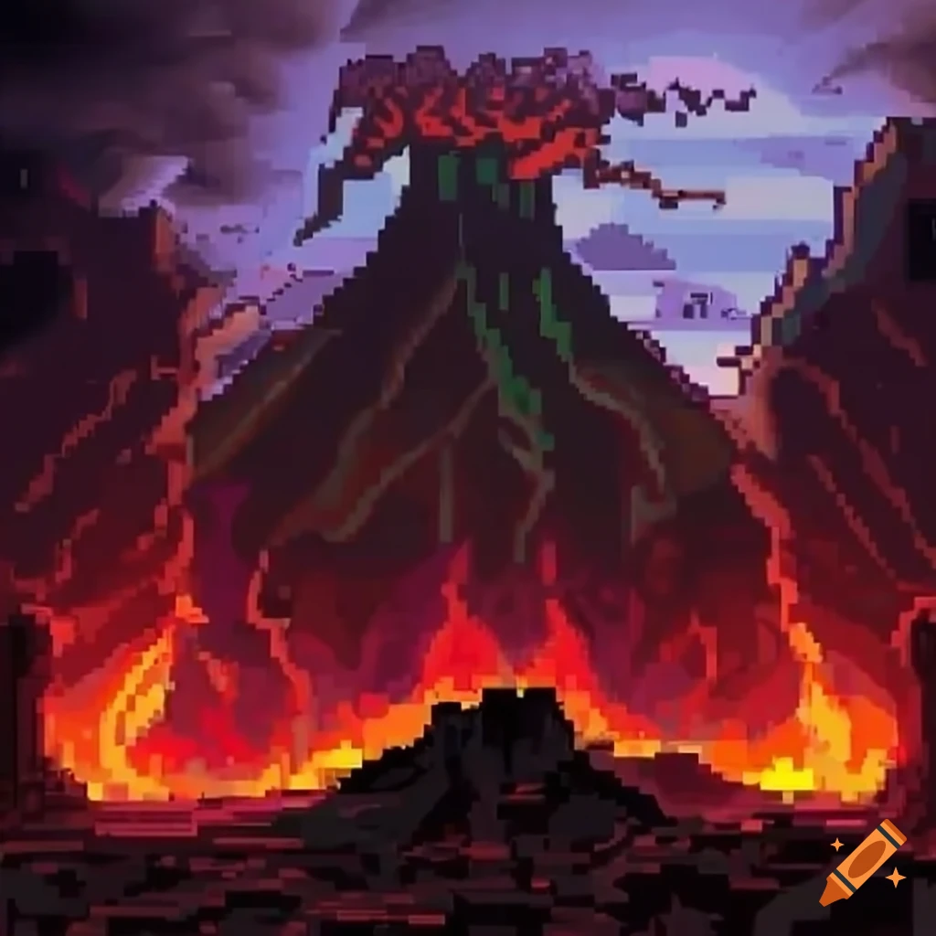 Classic doom intermission screen in a volcanic hellscape with an ...
