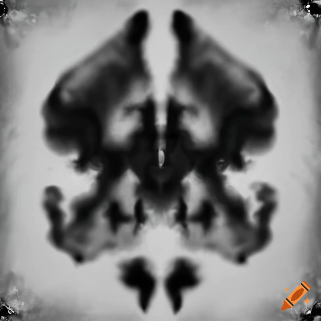Black and white Rorschach ink drop art depicting a ghostly bleeding ...