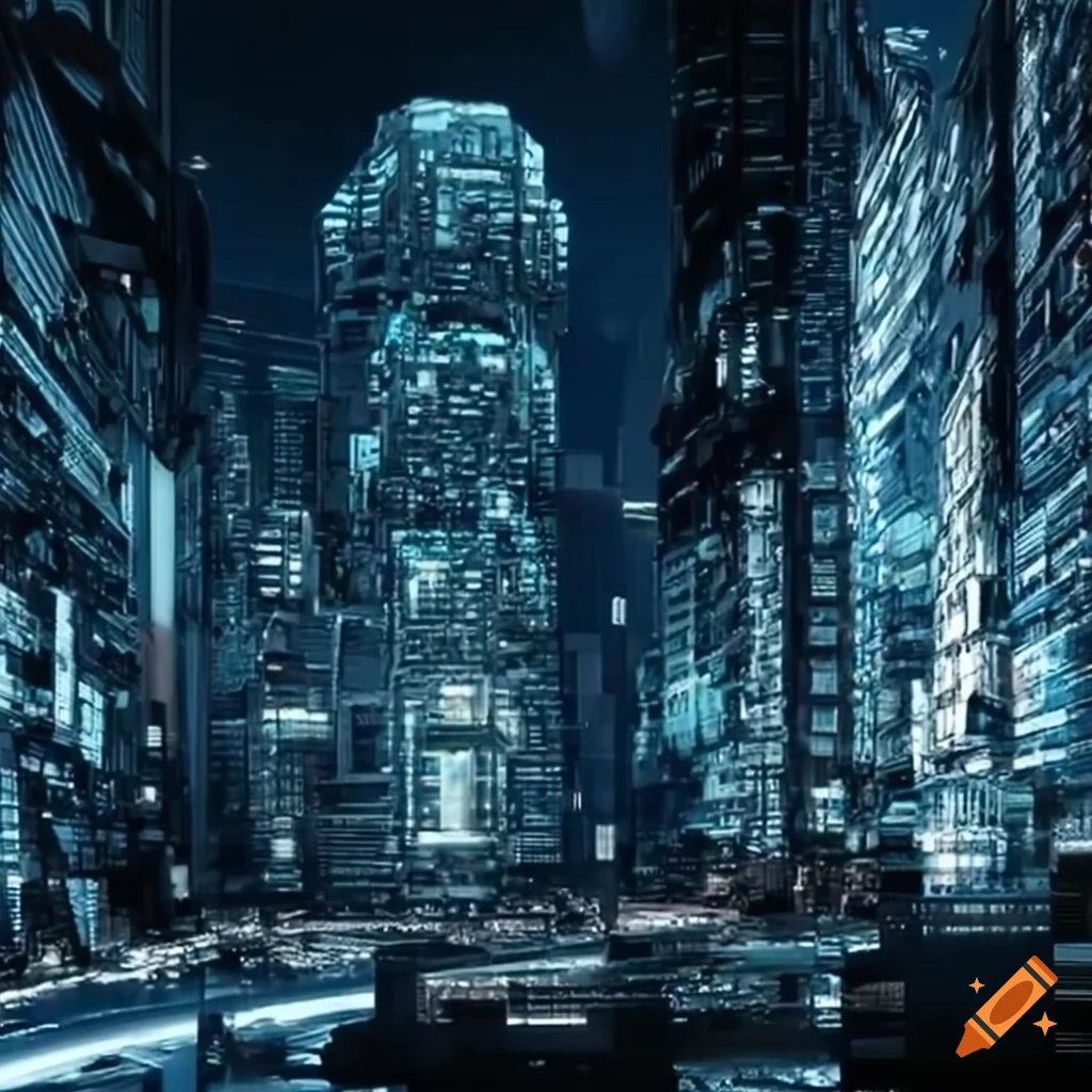 Futuristic city created by robots with intricate corridors and ...