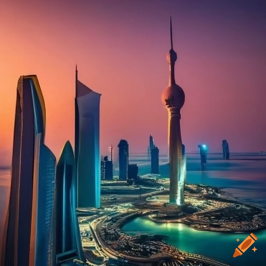 Unique view of kuwait city skyline on Craiyon