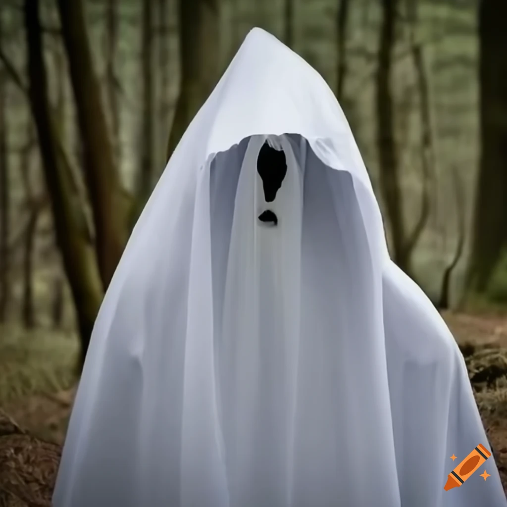 Ghost costume on a squirrel in the woods on Craiyon