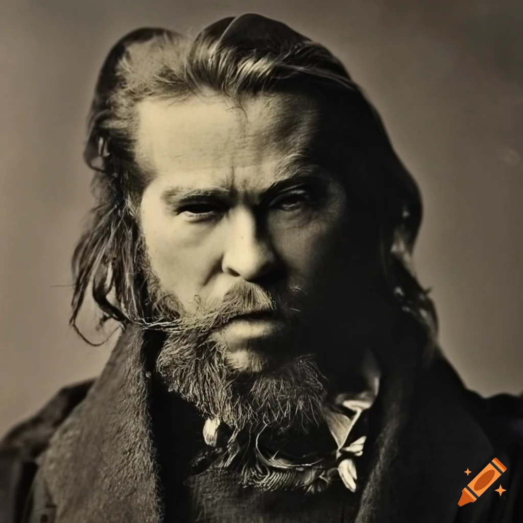 Bearded Val Kilmer as a 19th-century western outlaw in tintype photo on ...