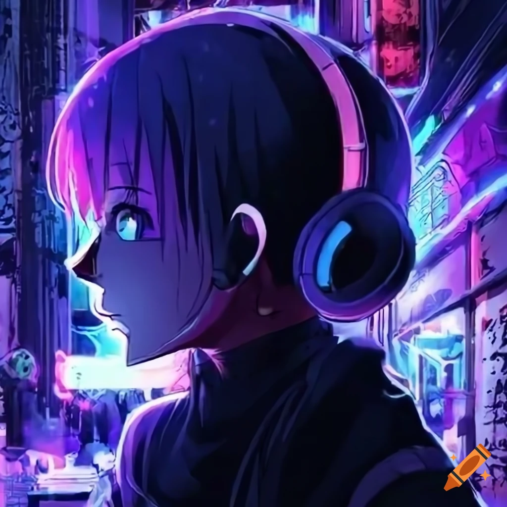 Dark anime soundcloud banner with a character producing music in their ...
