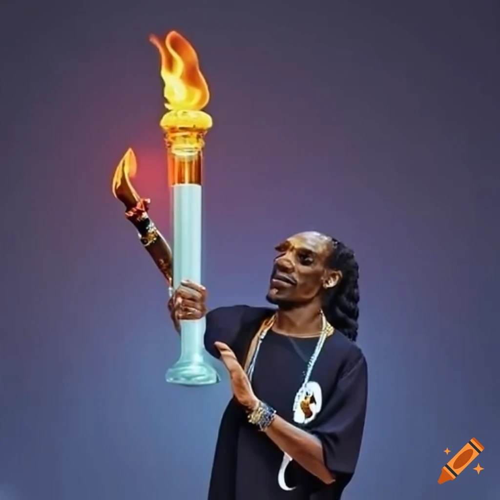 Snoop dogg carrying a bong like an olympic torch on Craiyon