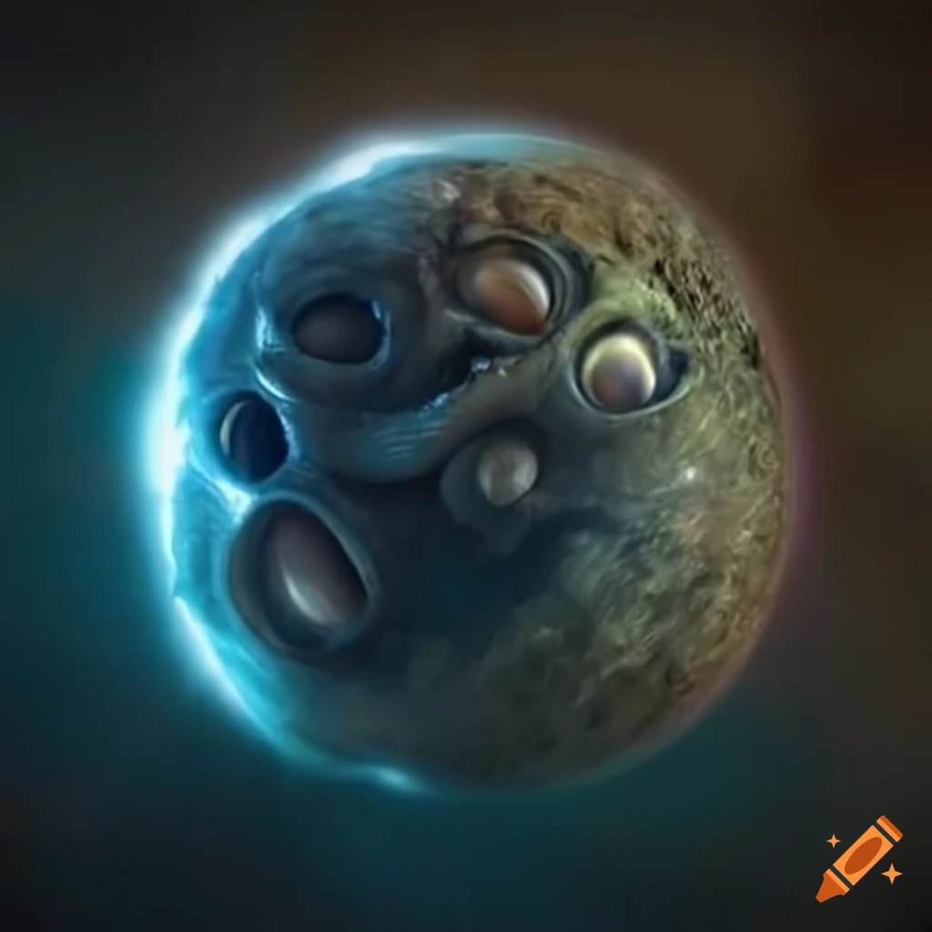 Mysterious sphere opening to reveal an alien creature on Craiyon