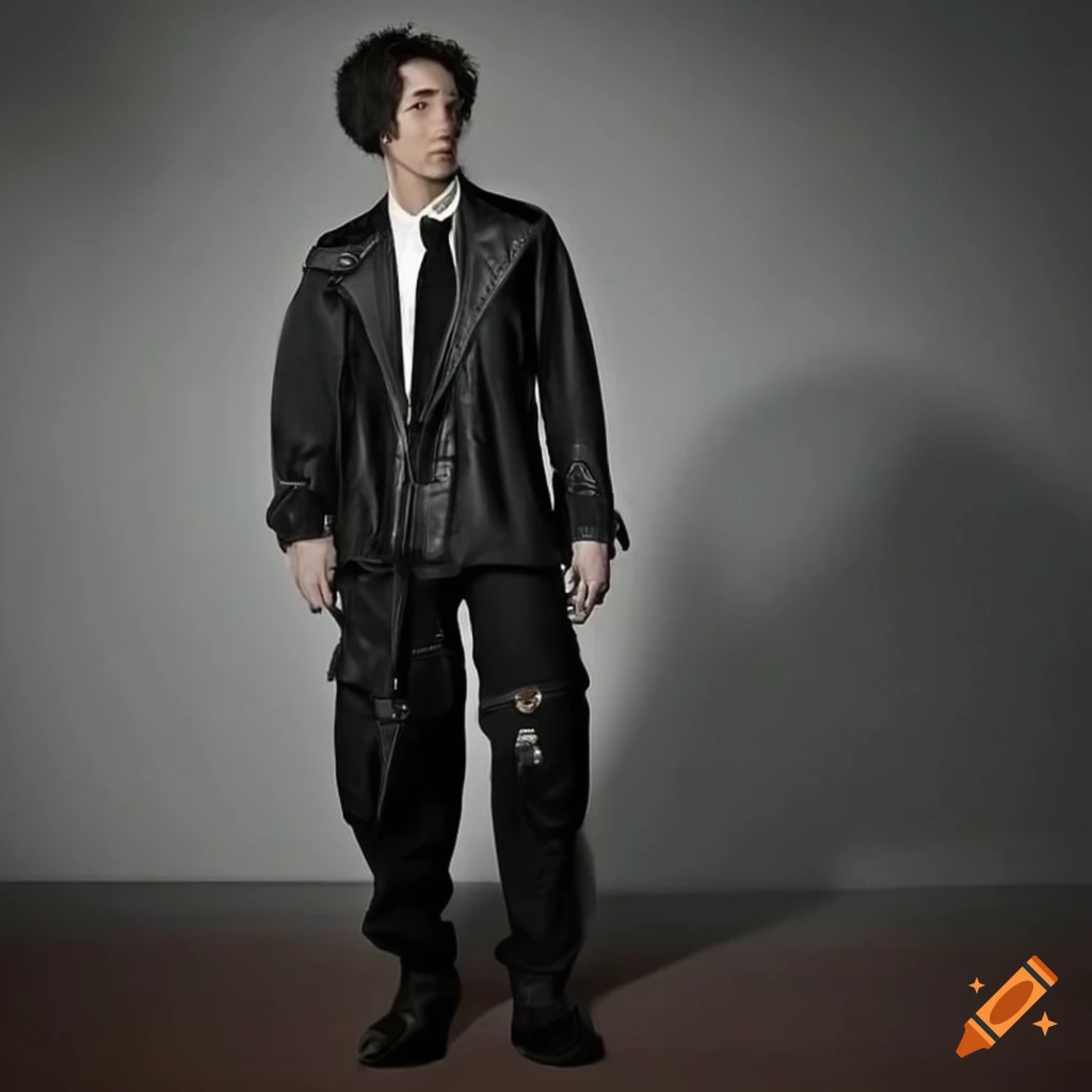 Guy in white air force one's, black cargo pants, formal shirt, tie, and ...