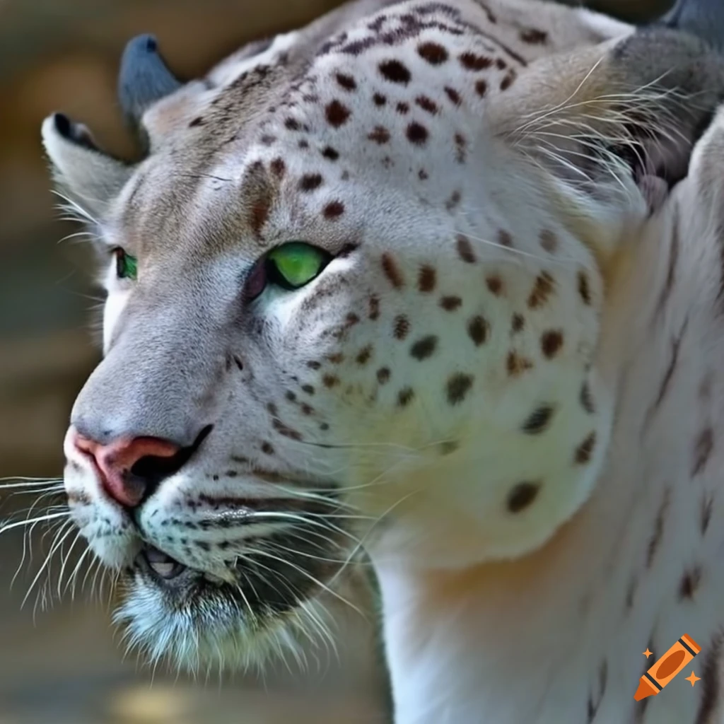 White panther with striking green eyes on Craiyon