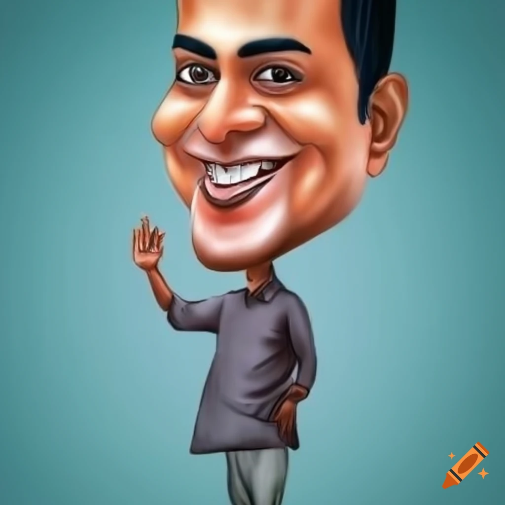 Indian Kerala man caricature in 2D full body view on Craiyon