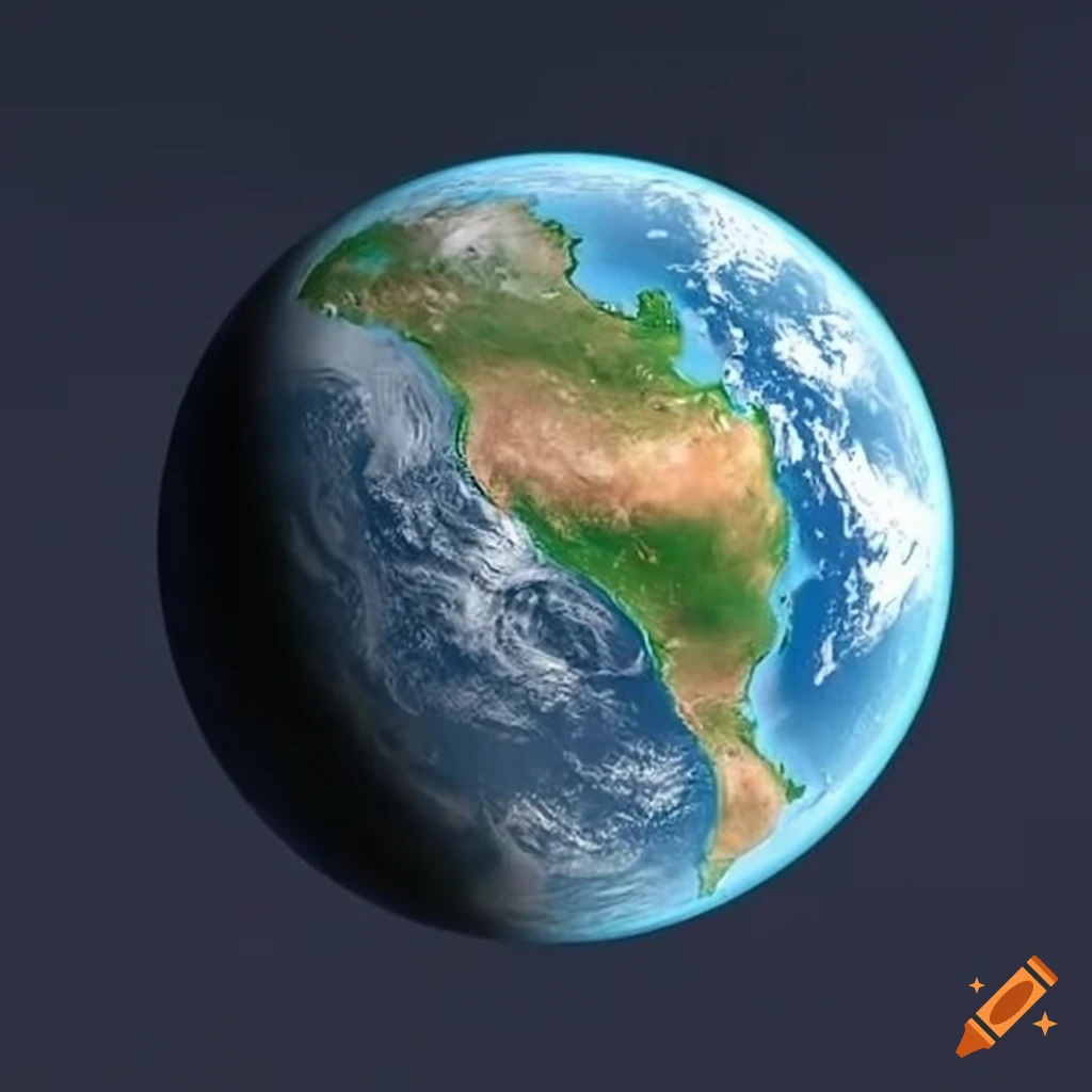 Earth-like planet with three continents and vast oceans on Craiyon