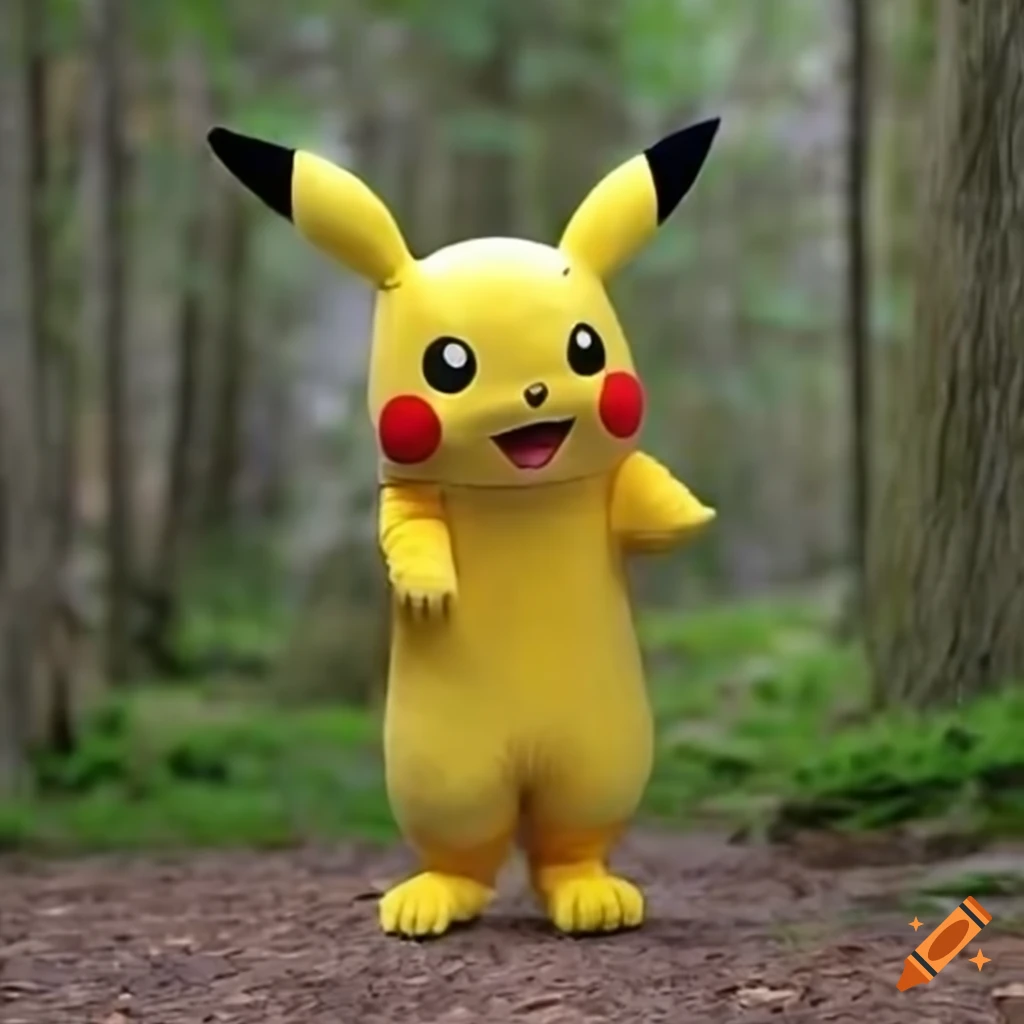 Chipmunk in Pikachu costume in the woods on Craiyon
