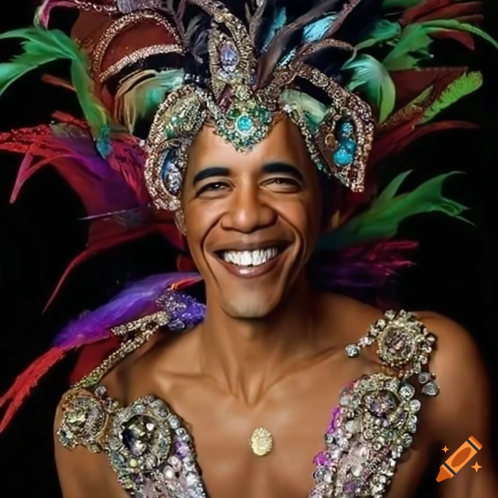 President barack obama in vibrant male samba costume on Craiyon