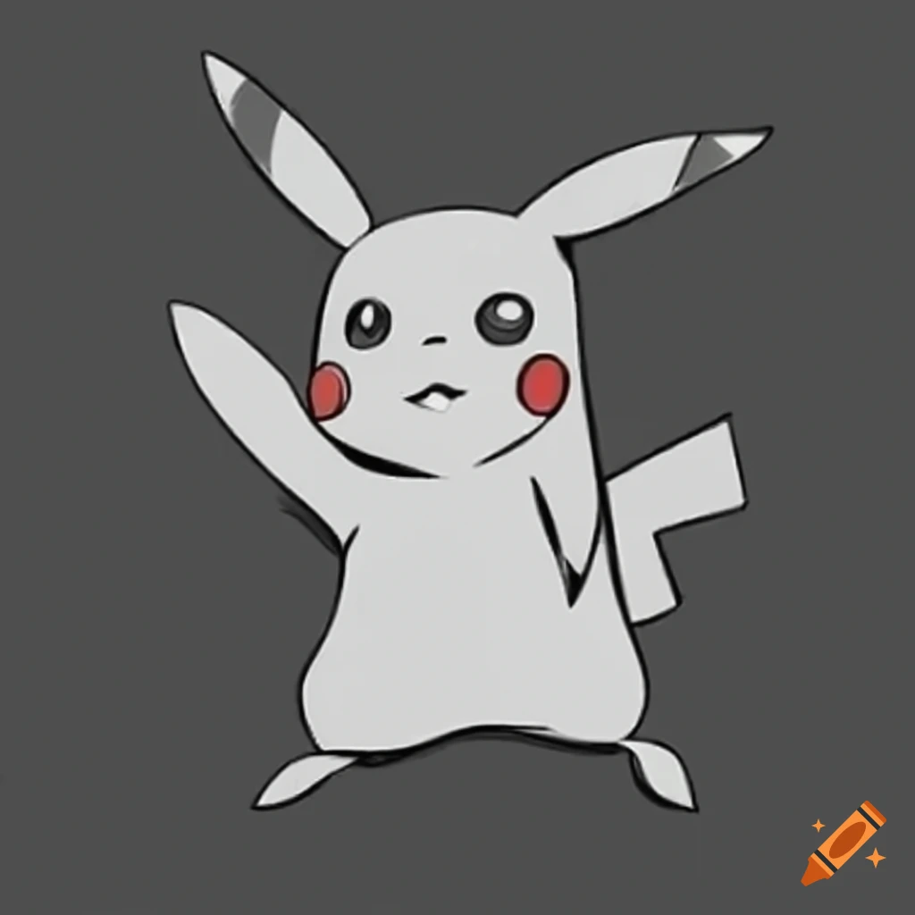 Outline drawing of Pikachu focusing on basic shape and features on Craiyon