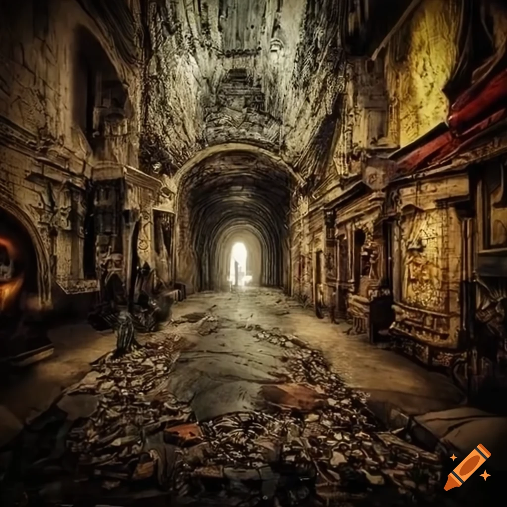 Intricately designed underground city with steampunk and Junkhead ...